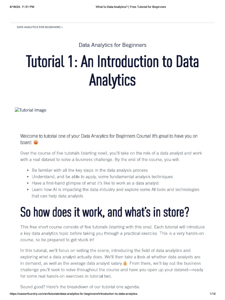 Tutorial 1 An Introduction to DataAnalytics | PDF
