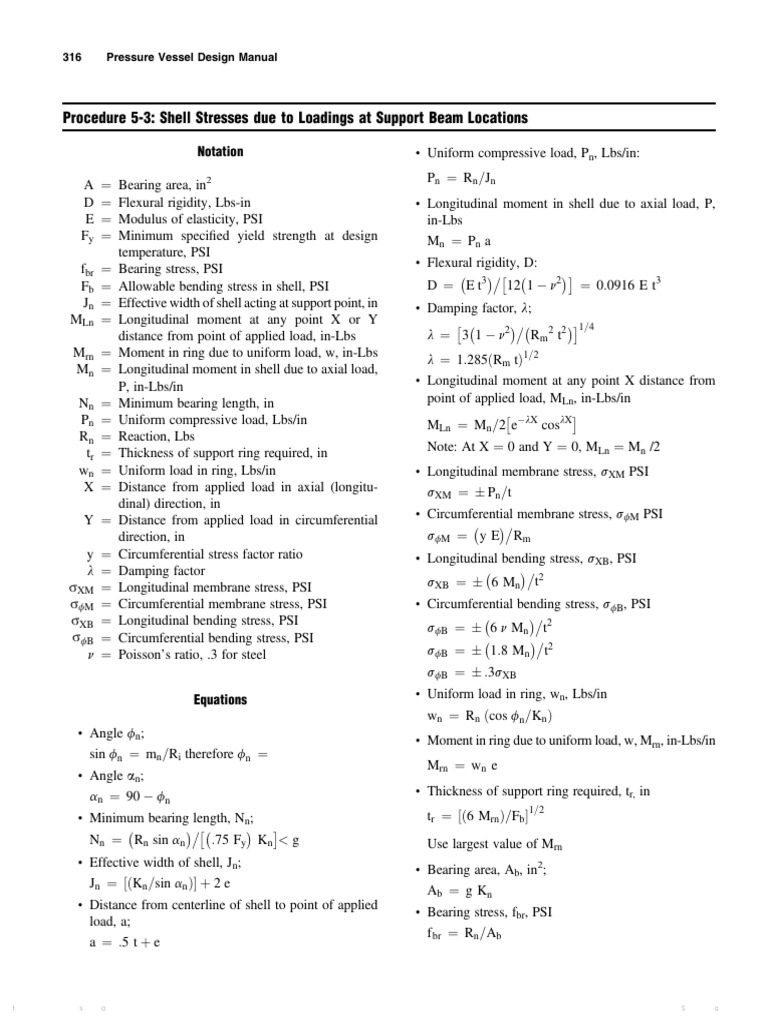 Shell Stresses Due To Loadings at Support Beam Locations | PDF | Bending | Mechanical Engineering