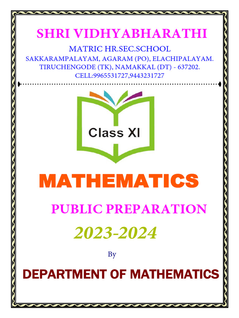 Xi Maths Public Preparation 2023 2024 | Download Free PDF | Numbers | Line (Geometry)