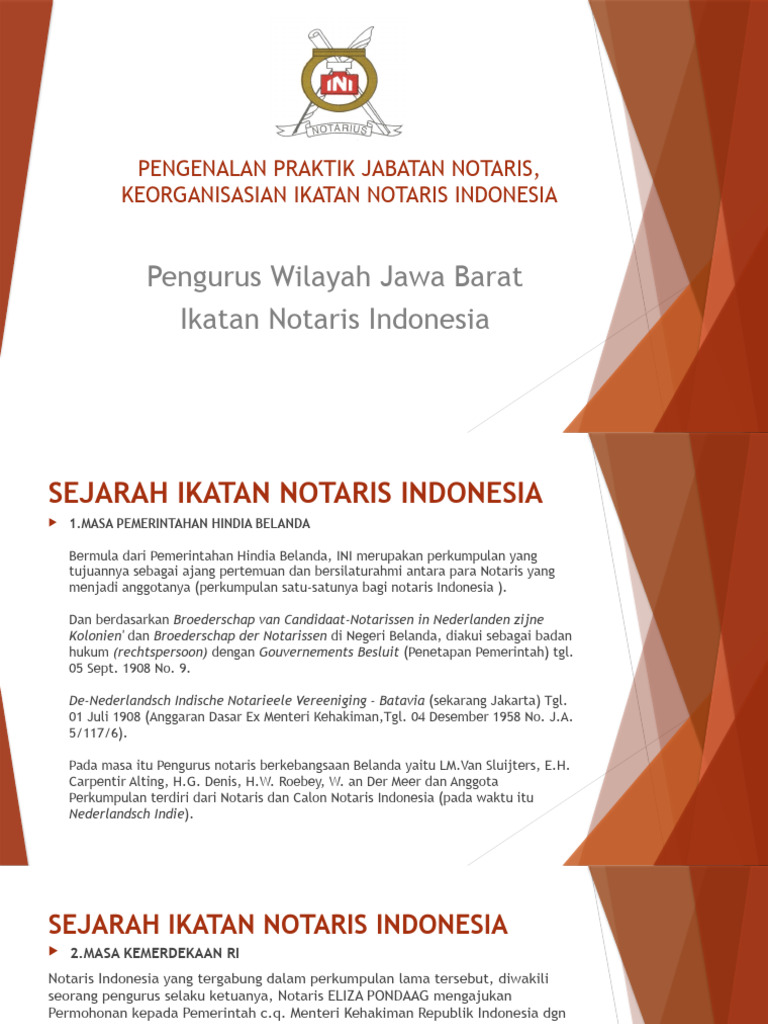 Pengenalan Praktik Jabatan Notaris, Keorganisasian Ikatan Notaris | PDF ...