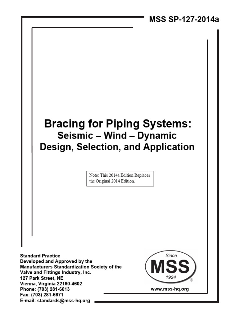 MSS SP 127-2014a | PDF | Pipe (Fluid Conveyance) | Structural Load
