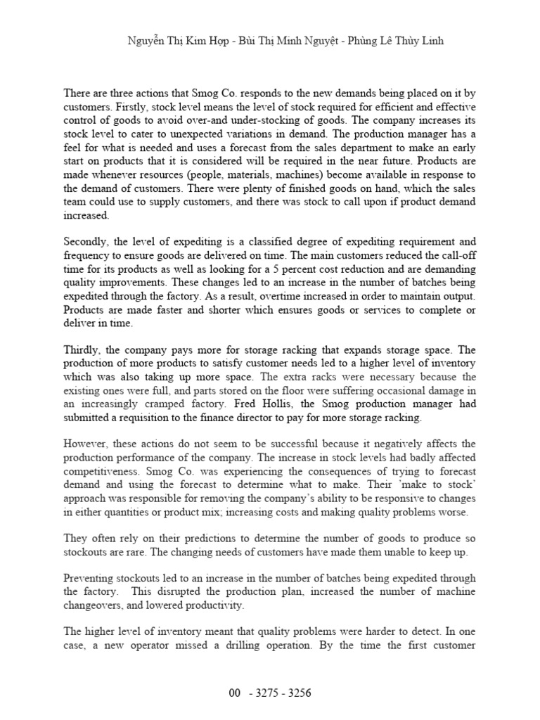 CASE STUDY LOGISTICS _ THE SMOG CO. | PDF | Inventory | Goods