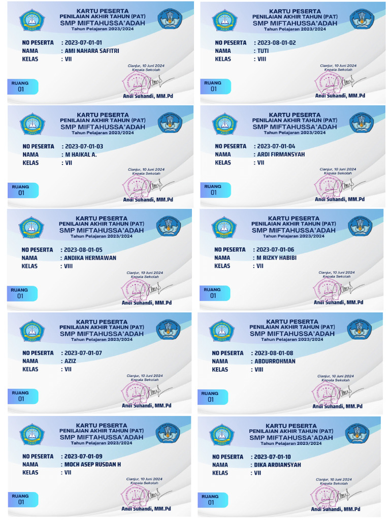 Kartu Peserta PAT | PDF