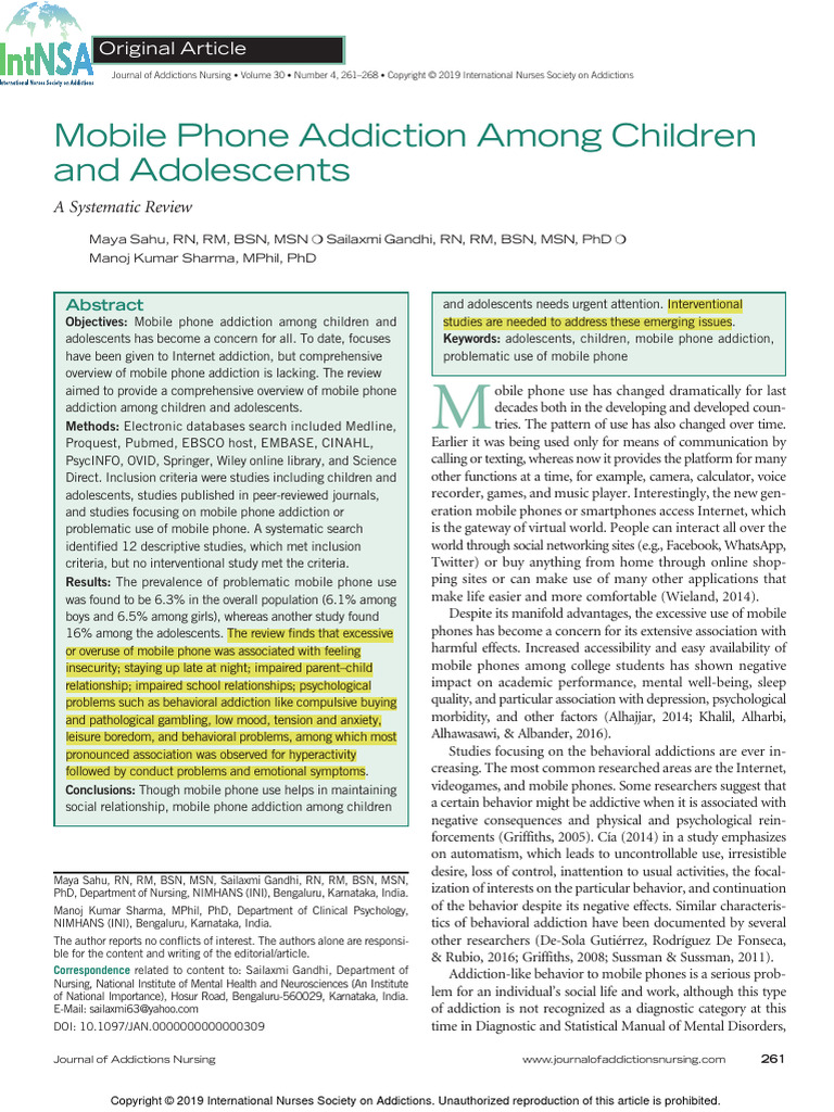 Mobile Phone Addiction Among Children | PDF | Self-Improvement