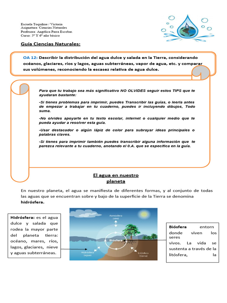 Distribución del Agua en la Tierra | PDF | Agua | Agua dulce