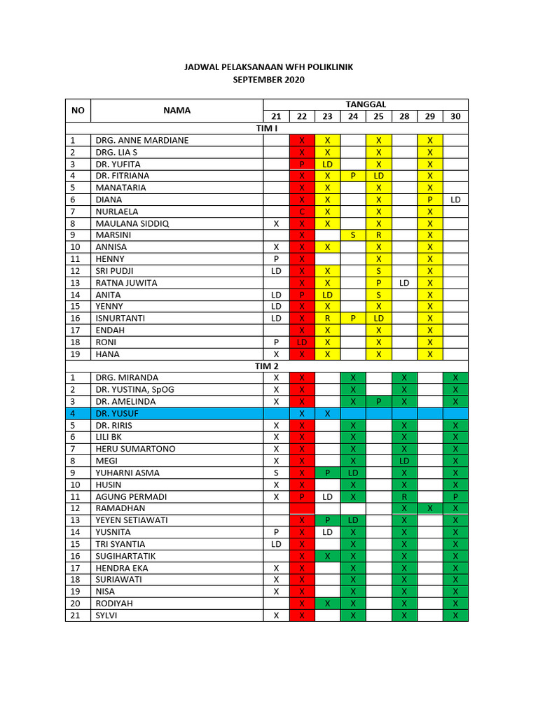 Jadwal WFH Poli Versi 2 | PDF