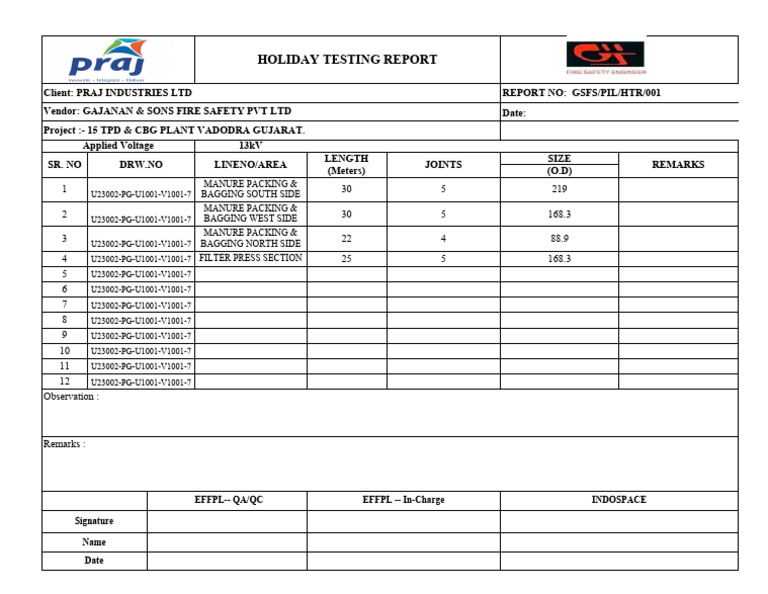 Holiday Testing Report | PDF