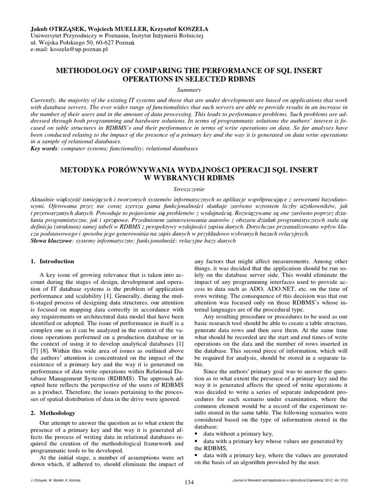 Methodology of Comparing the Perfor | PDF | Relational Database | My Sql