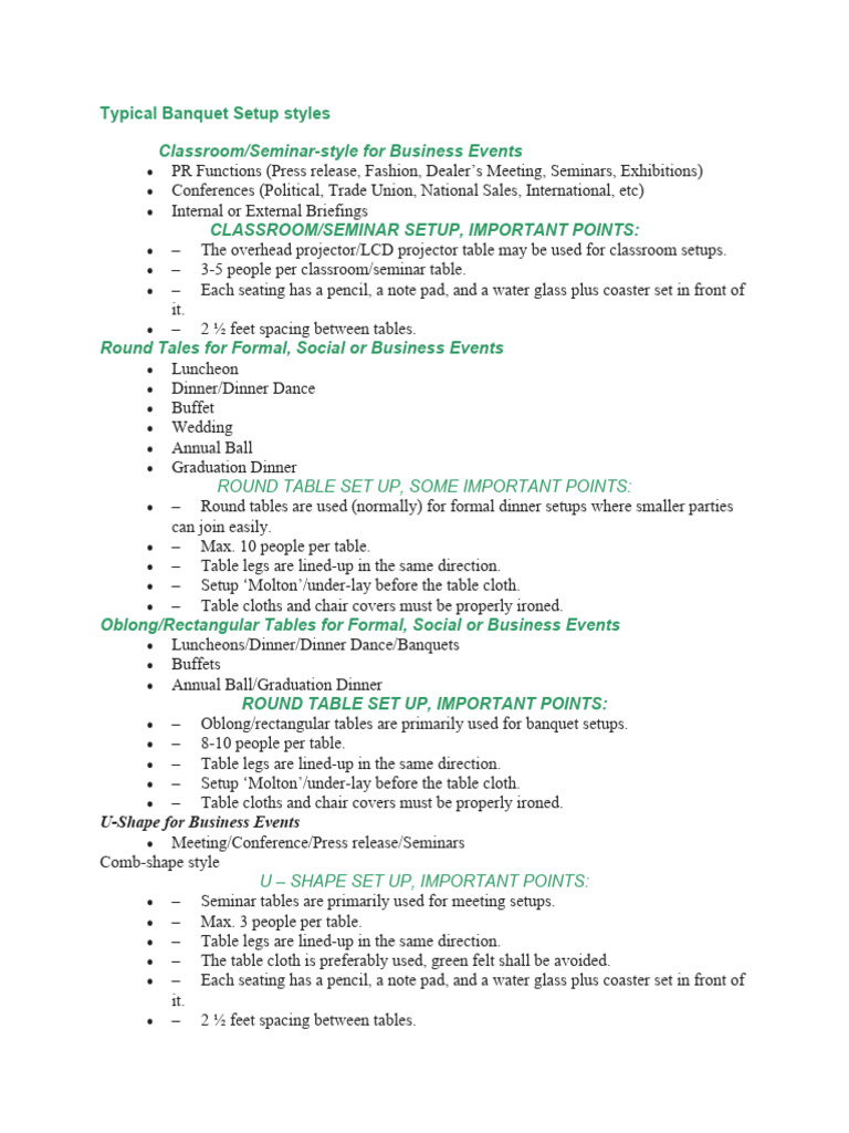 Banquet Seeting | PDF | Learning | Chair