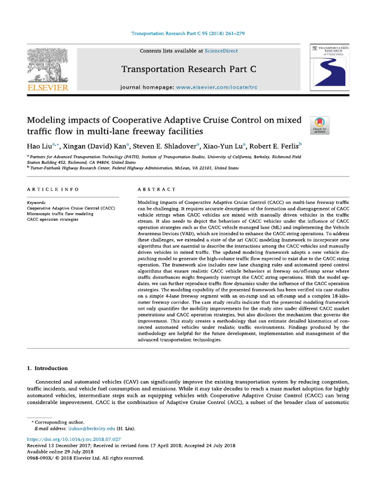 Modeling Impacts of Cooperative Adaptive | PDF