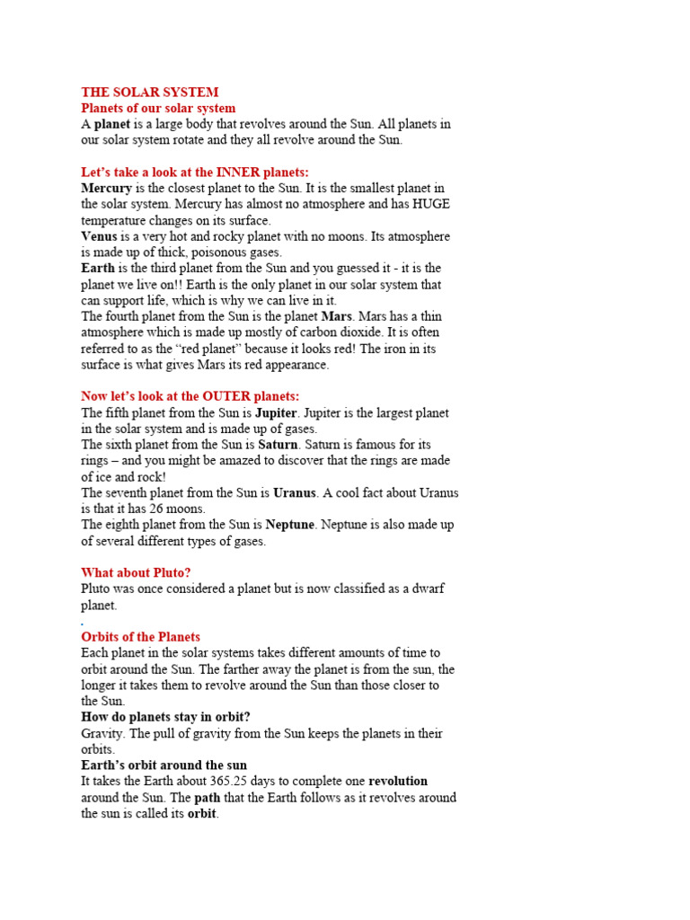 The Solar System | PDF | Planets | Solar System