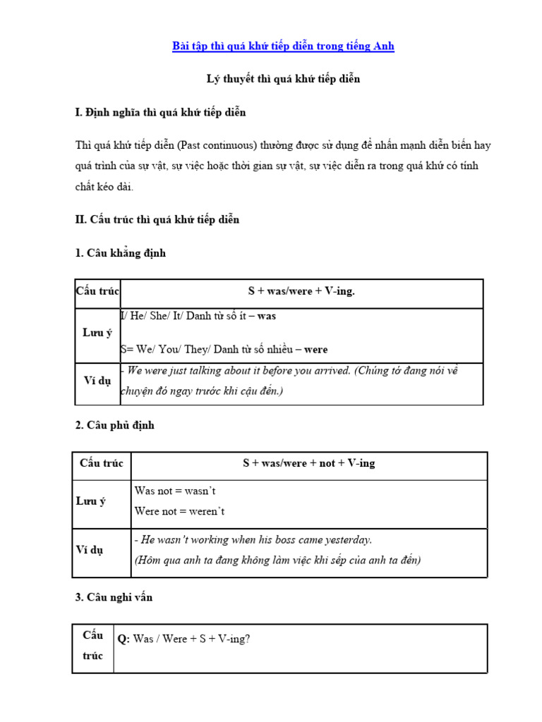 Bai Tap Ve Qua Khu Tiep Dien | PDF