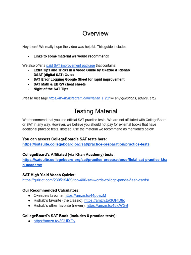 SAT Testing Resources | PDF | Sat
