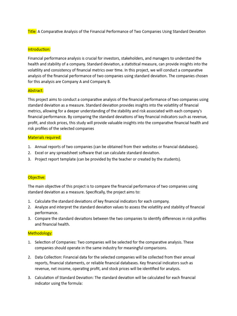 Financial Performance Comparison: A vs B | PDF | Volatility (Finance ...
