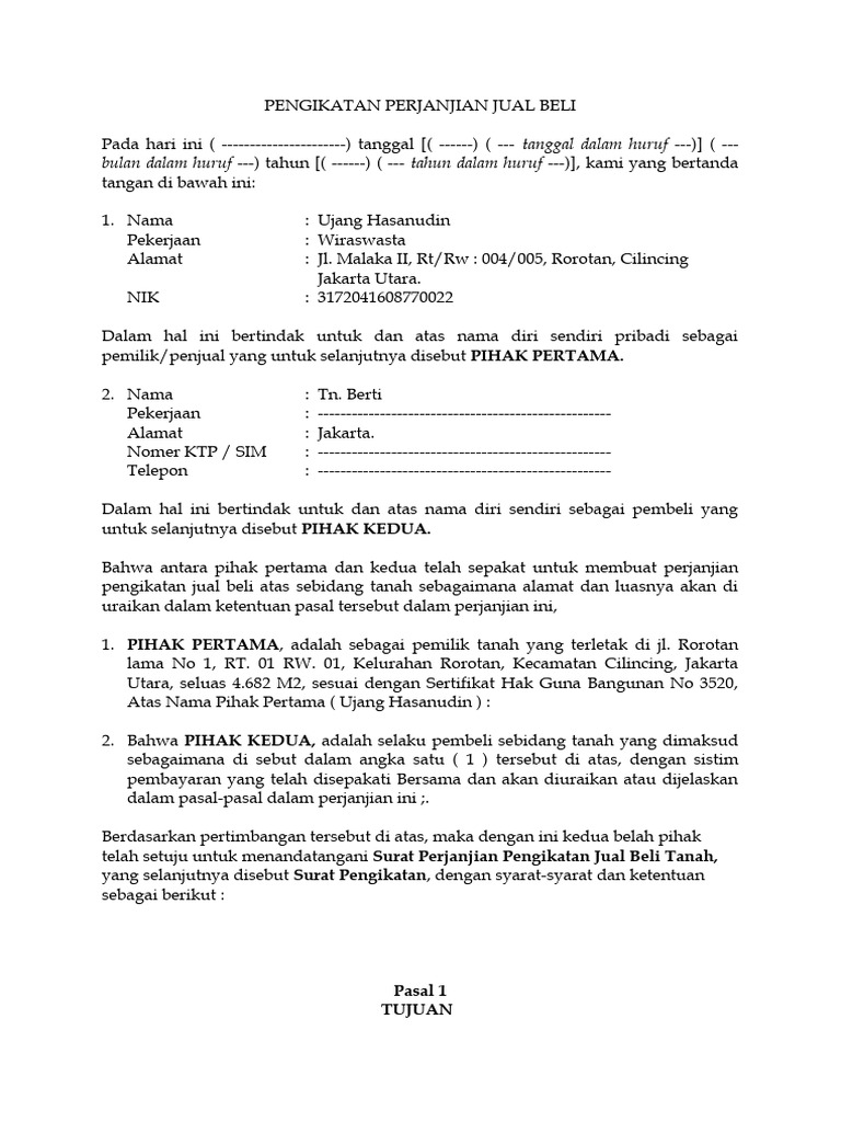 Pengikatan Perjanjian Jual Beli | PDF