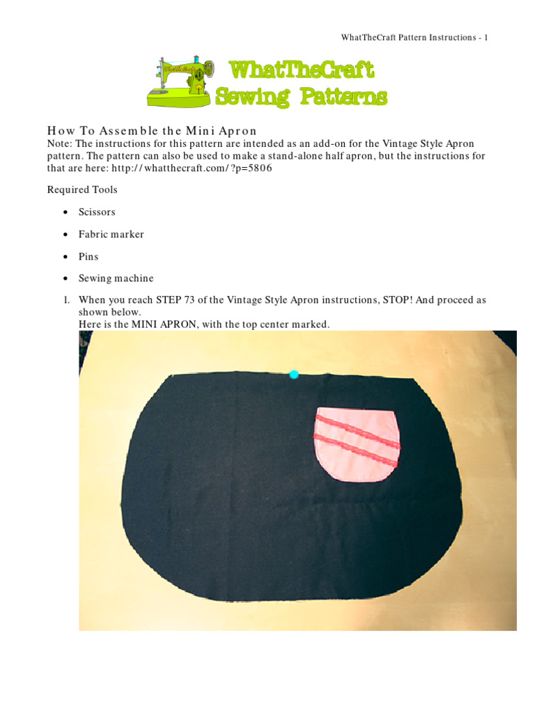 Mini Apron Sewing Instructions | PDF