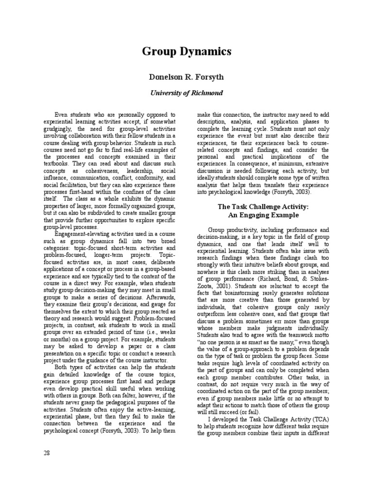 Group Dynamics | PDF | Leadership | Psychology