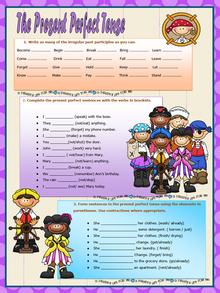 Present Perfect Tense - Worksheet | PDF | Perfect (Grammar ...