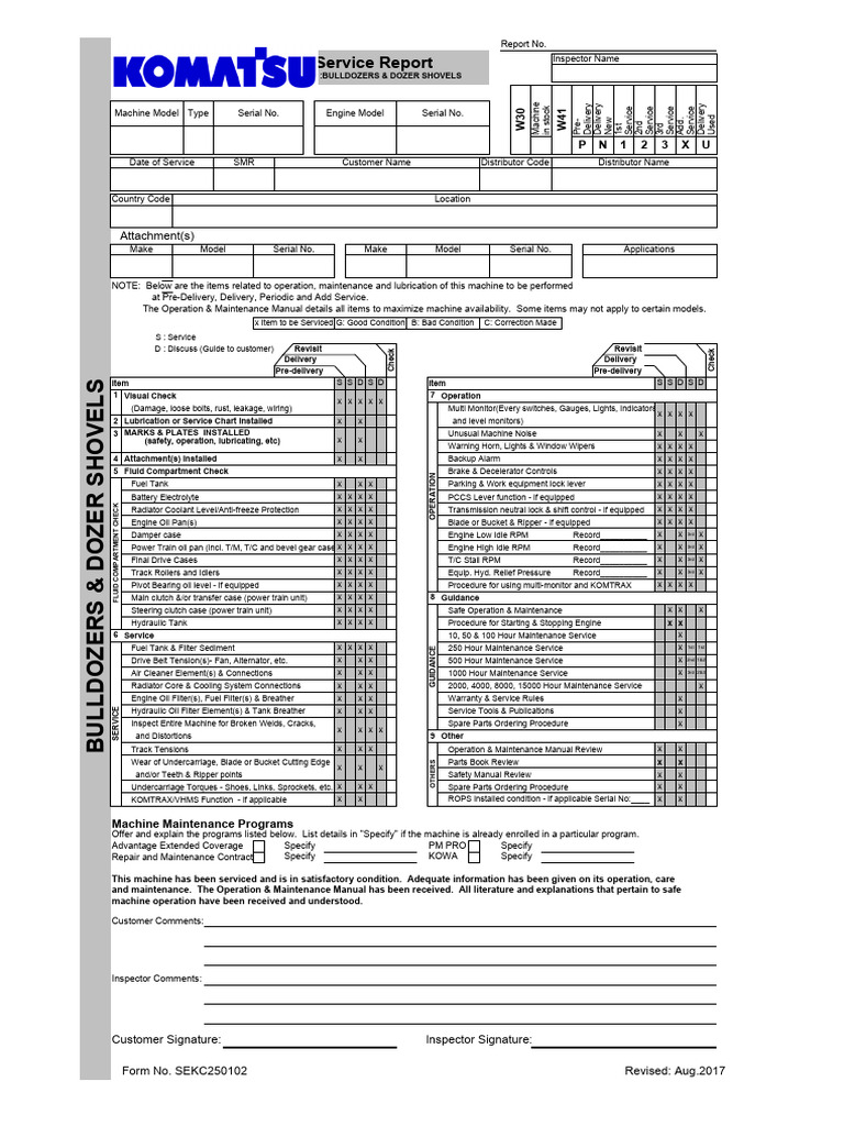 KSR ALL Unit SEKA2402-06-01 Annex For Service Report Form-2 | PDF ...