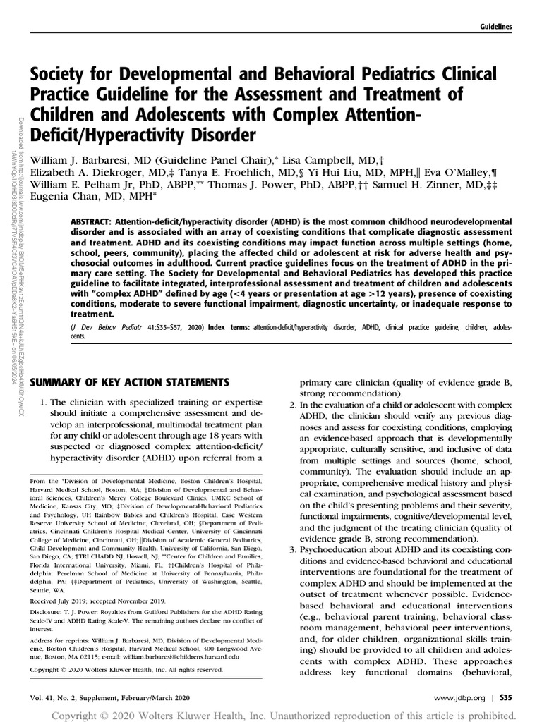 Society For Developmental and Behavioral.3 | PDF | Attention Deficit Hyperactivity Disorder ...