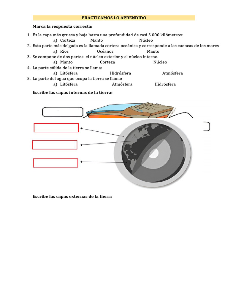 ESTRUCTURA DE LA TIERRA 6° GRADO | PDF