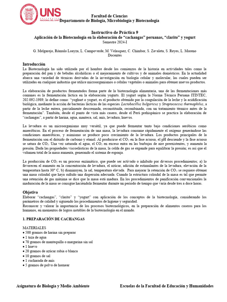 Practica 09 - EXPERIMENTOS DE BIOTEC | PDF | Yogur | Fermentación