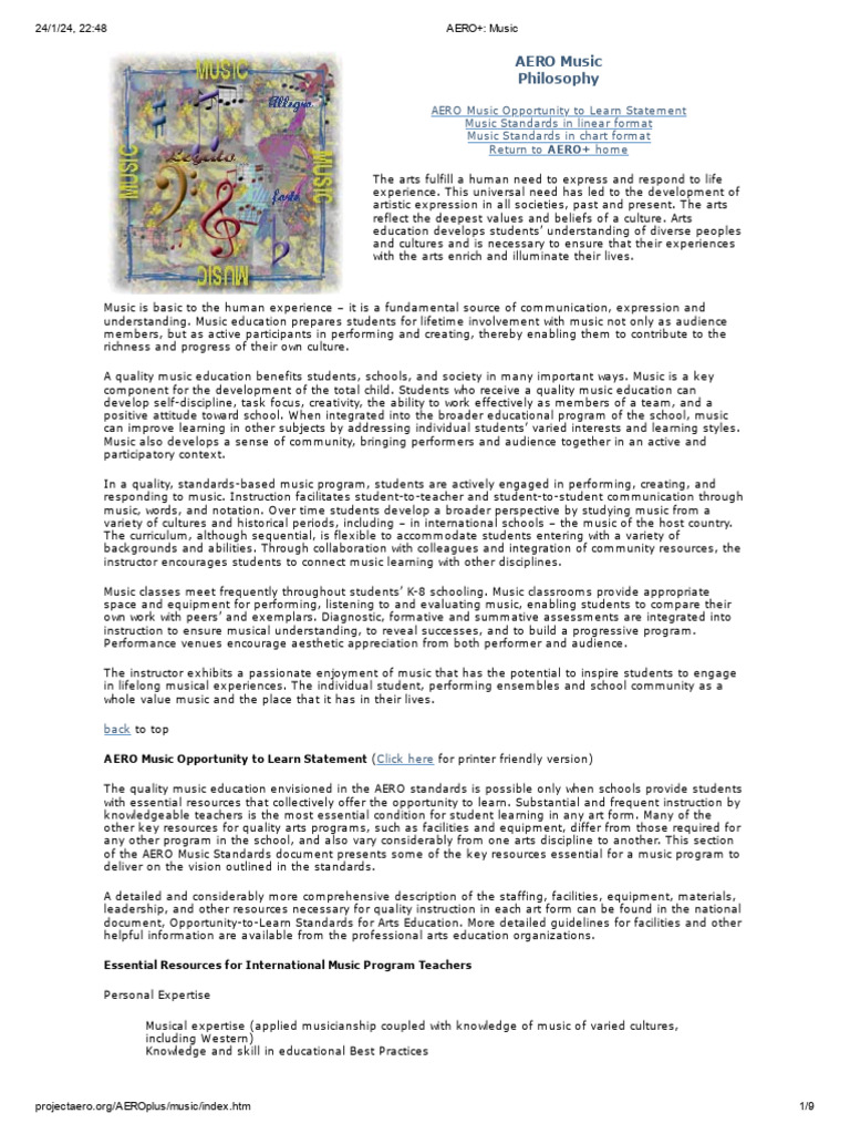 AERO Music Education Standards Guide | PDF | Musicology | Performing Arts