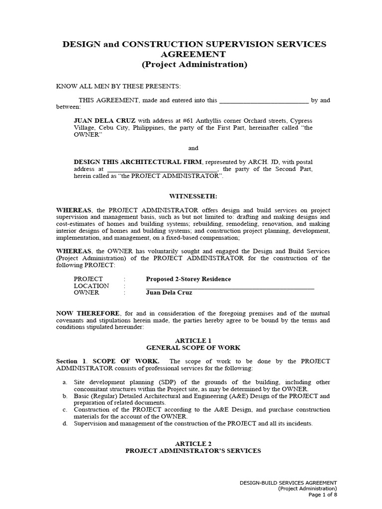 428388269 Design Build Agreement | PDF | Prices | Employment