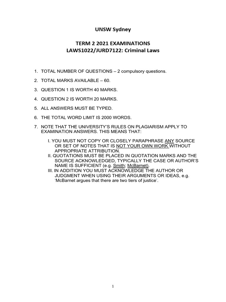 T23 2021 Criminal Laws Final Exam | PDF | Attorney General | Crimes