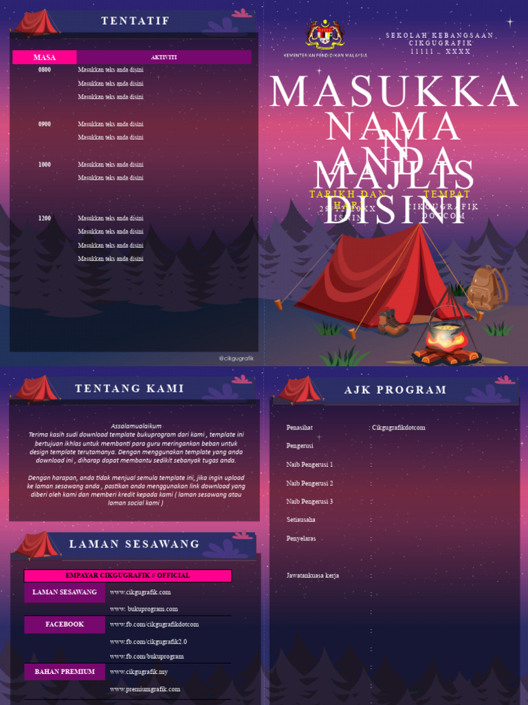Template Buku Program Percuma Tema Perkhemahan [Cikgugrafik] | PDF