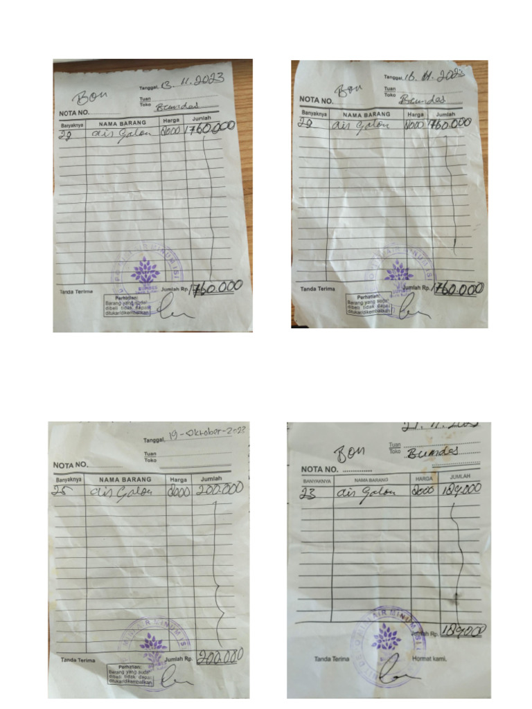 Nota Galon New | PDF