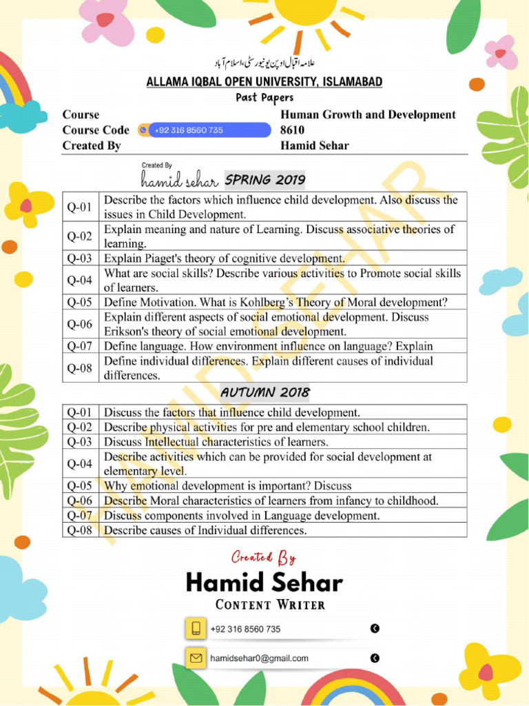 Past Papers 8610 Pdf