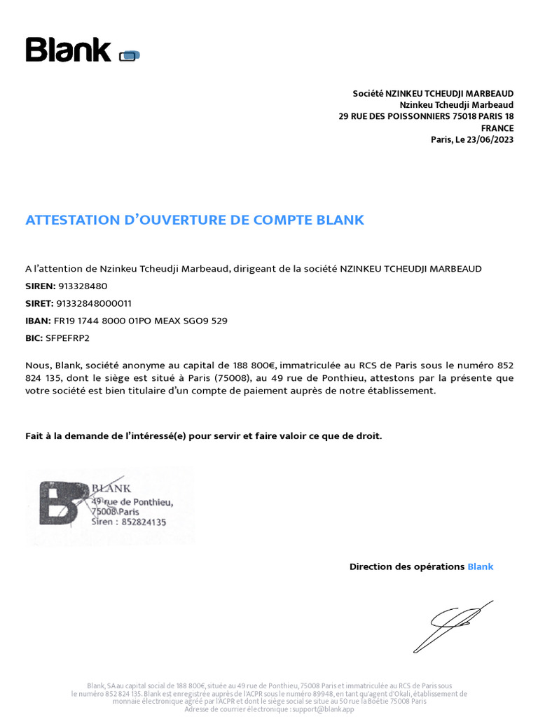 Opening Certificate | PDF