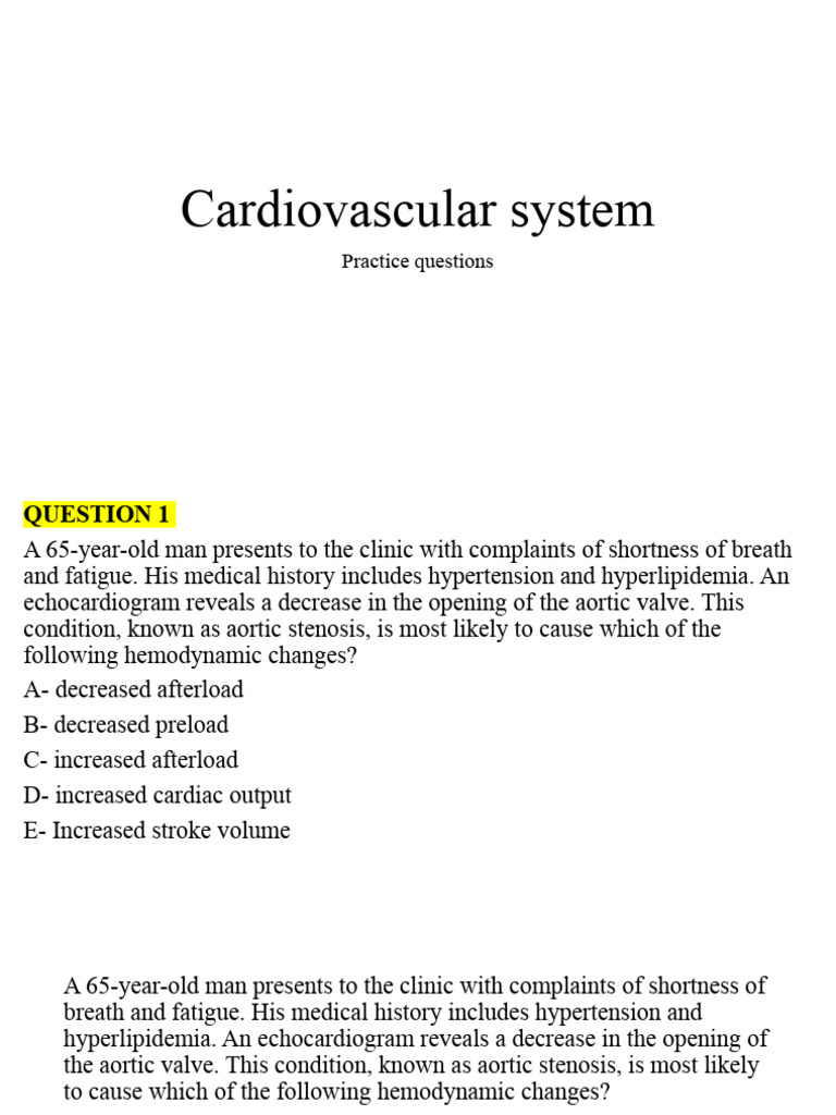 Cardiovascular Practice Q&A | PDF | Coronary Circulation | Myocardial ...