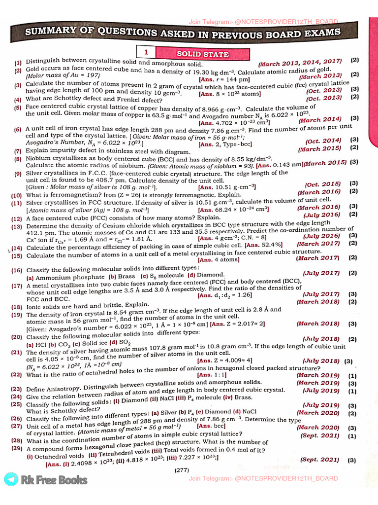 12th Hsc- Chemistry Uttam Papers 2024 | PDF