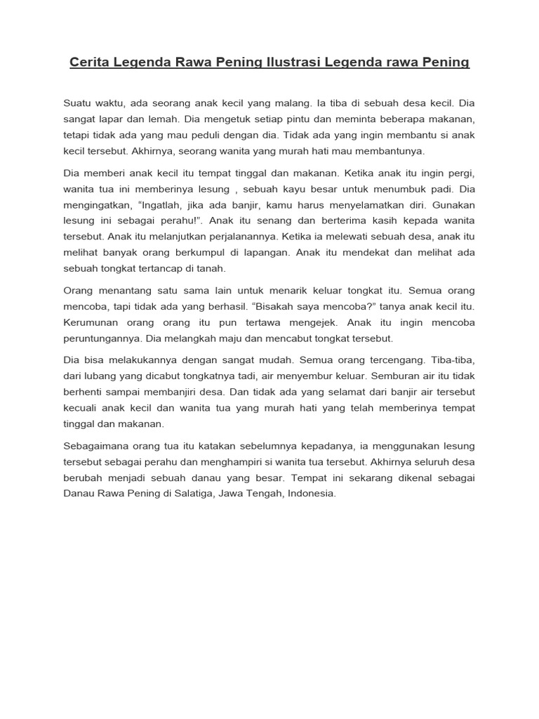 Cerita Legenda Rawa Pening Ilustrasi Legenda rawa Pening | PDF