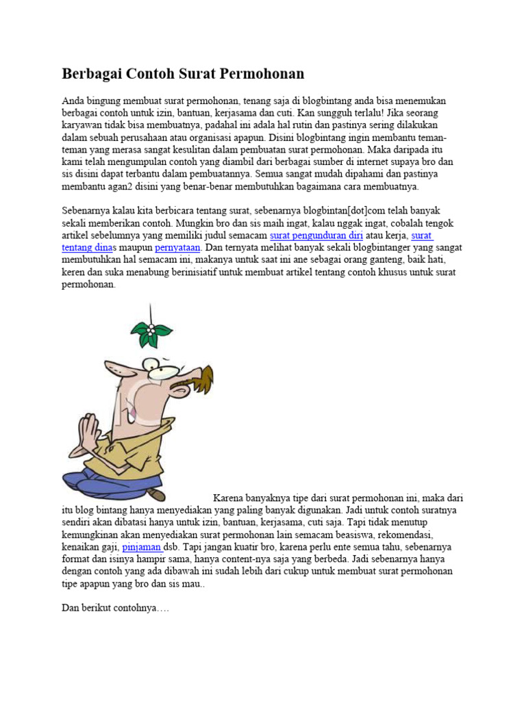 Berbagai Contoh Surat Permohonan | PDF