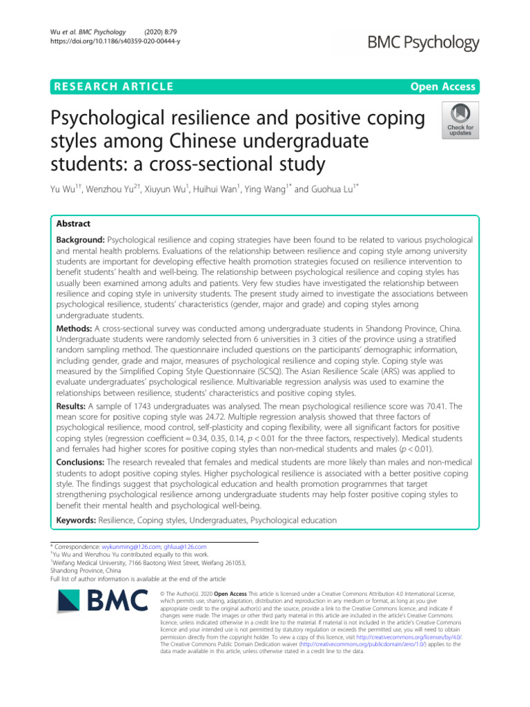 Psychological Resilience and Positive Coping Style | PDF | Psychological Resilience | Psychology