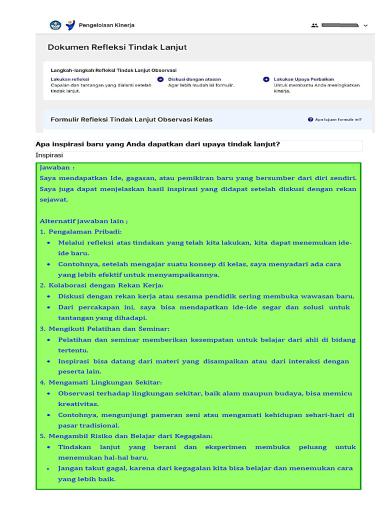 Apa Inspirasi Baru Yang Anda Dapatkan Dari Upaya Tindak Lanjut | PDF ...