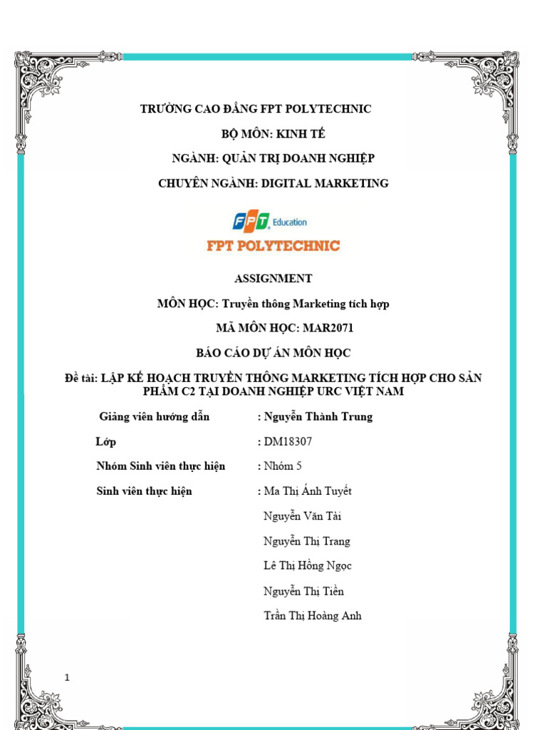 Nhóm 5 ASM Hoàn Chỉnh MKT tích hợp 1. | PDF