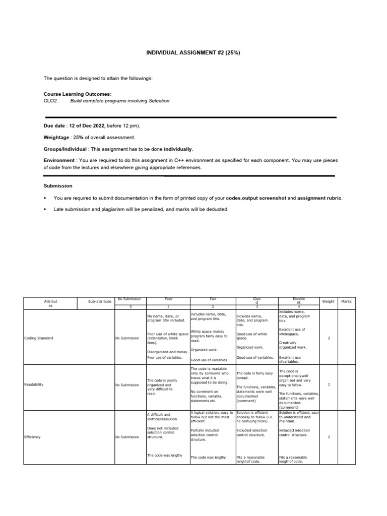 Rubric Assessment2 1 | PDF | Systems Engineering | Computer Engineering