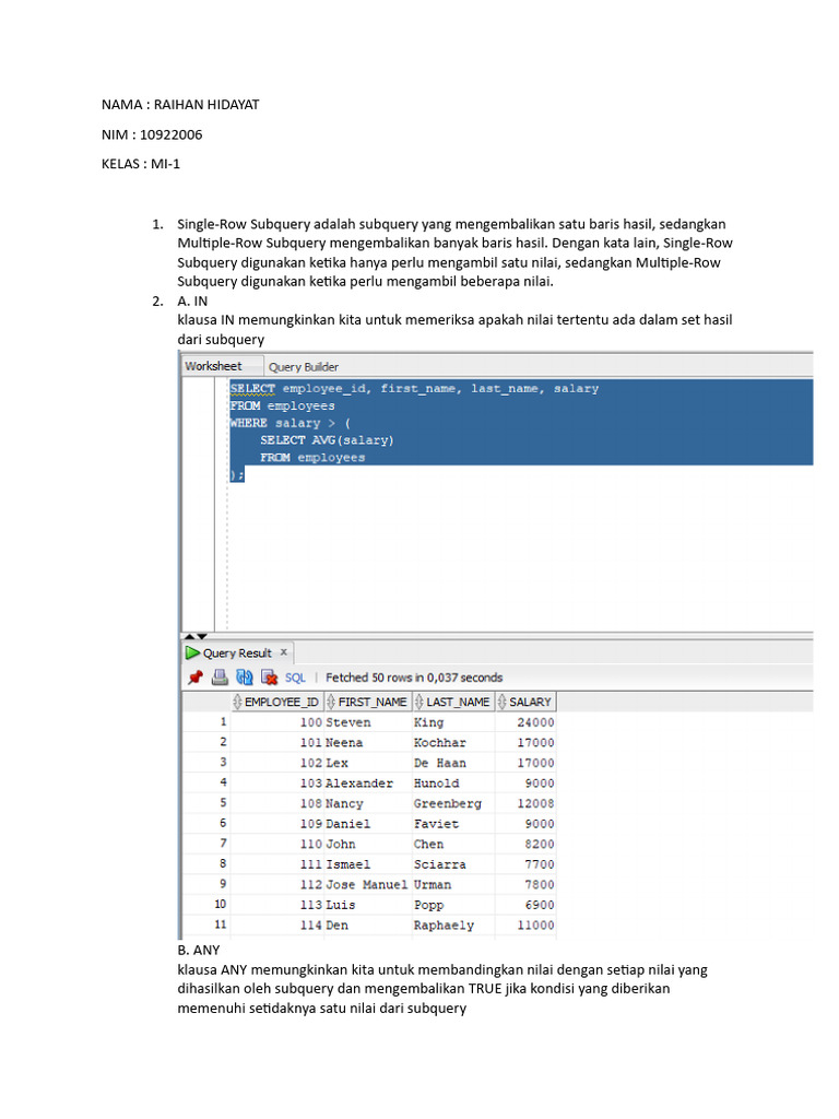 Uas Lab Basis Data Raihan Hidayat - 10922006 | PDF