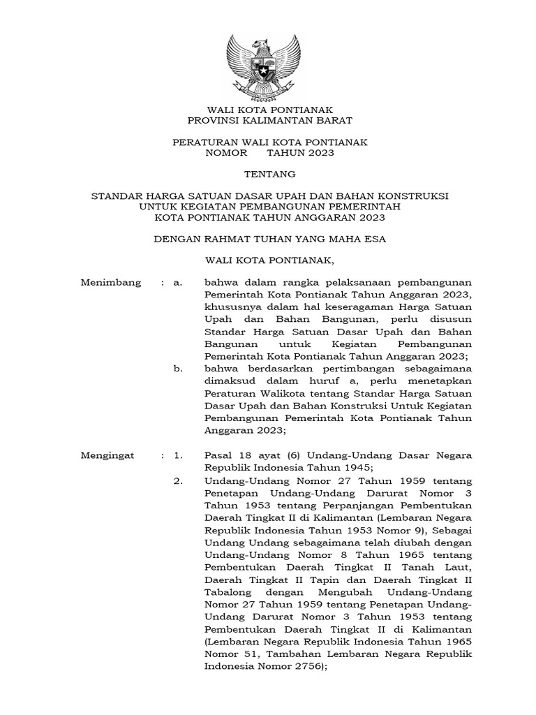 Draft Perwa Harga Satuan 2023 Perbaikan 13 Feb | PDF