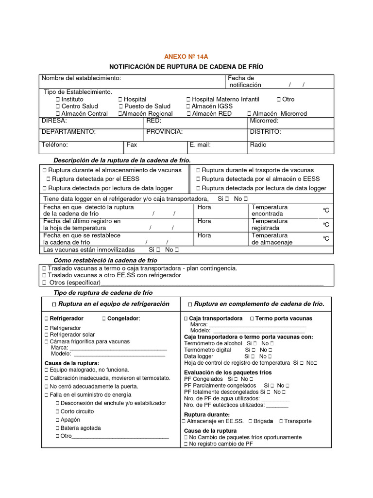 Formatos de RCF Minsa | PDF | Vacunas | Seguridad alimenticia