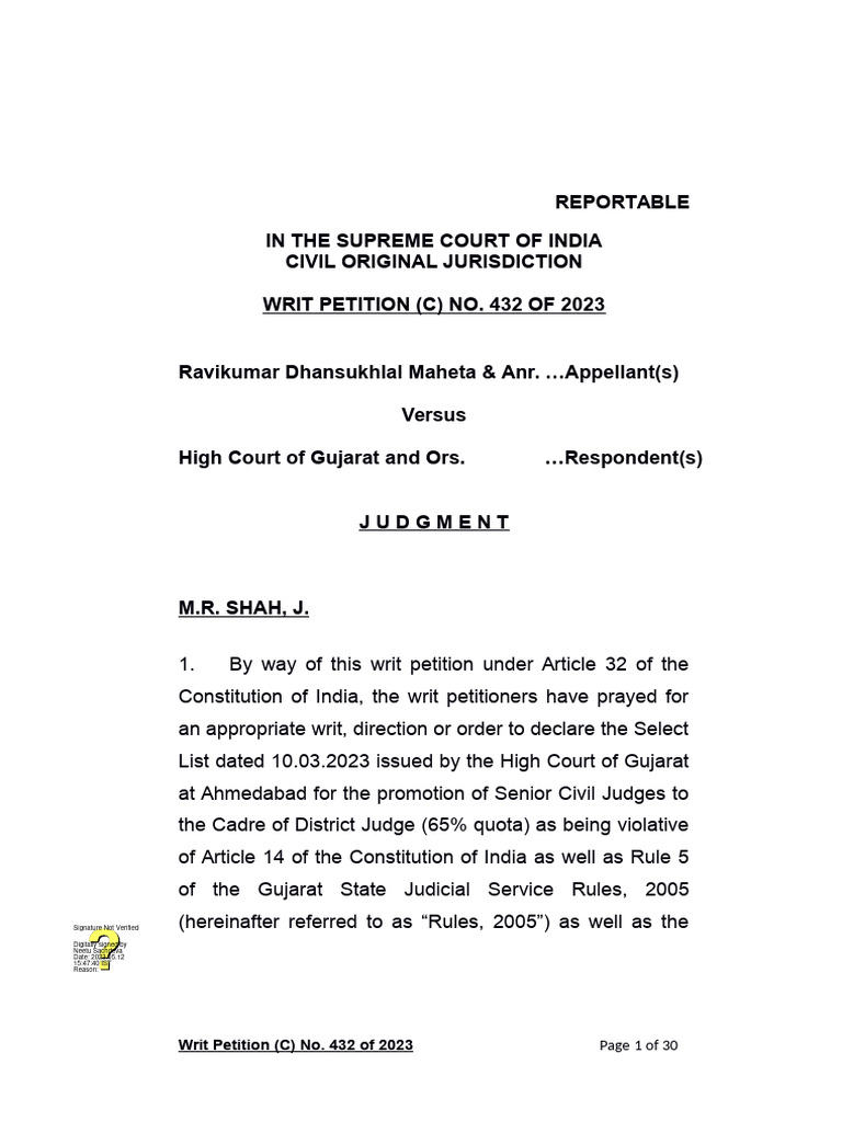 317.writ Petition (C) No. 432 of 2023 - Eng | PDF | Certiorari | Writ