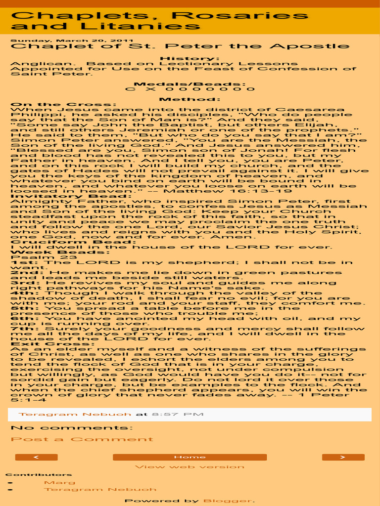 Chaplet of St. Peter: Prayer Guide | PDF | Saint Peter | Jesus