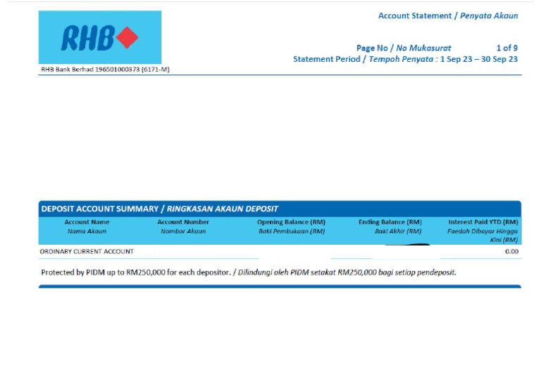 Sample Bank Header | PDF