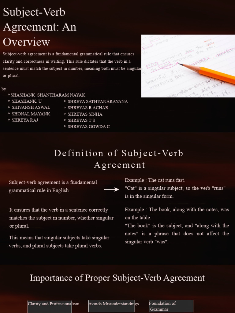 (Modified) Subject Verb Agreement An Overview | PDF | Grammatical ...