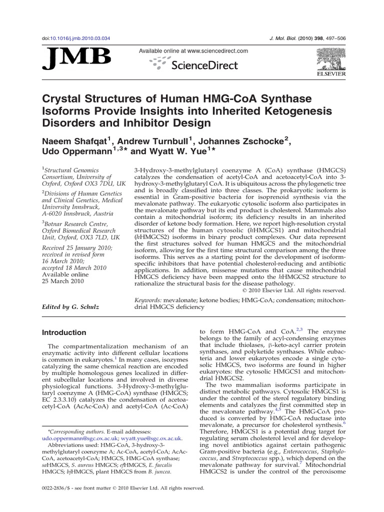 Jurnal Situs Aktif HMGCS 2 | PDF | Active Site | Biomolecules