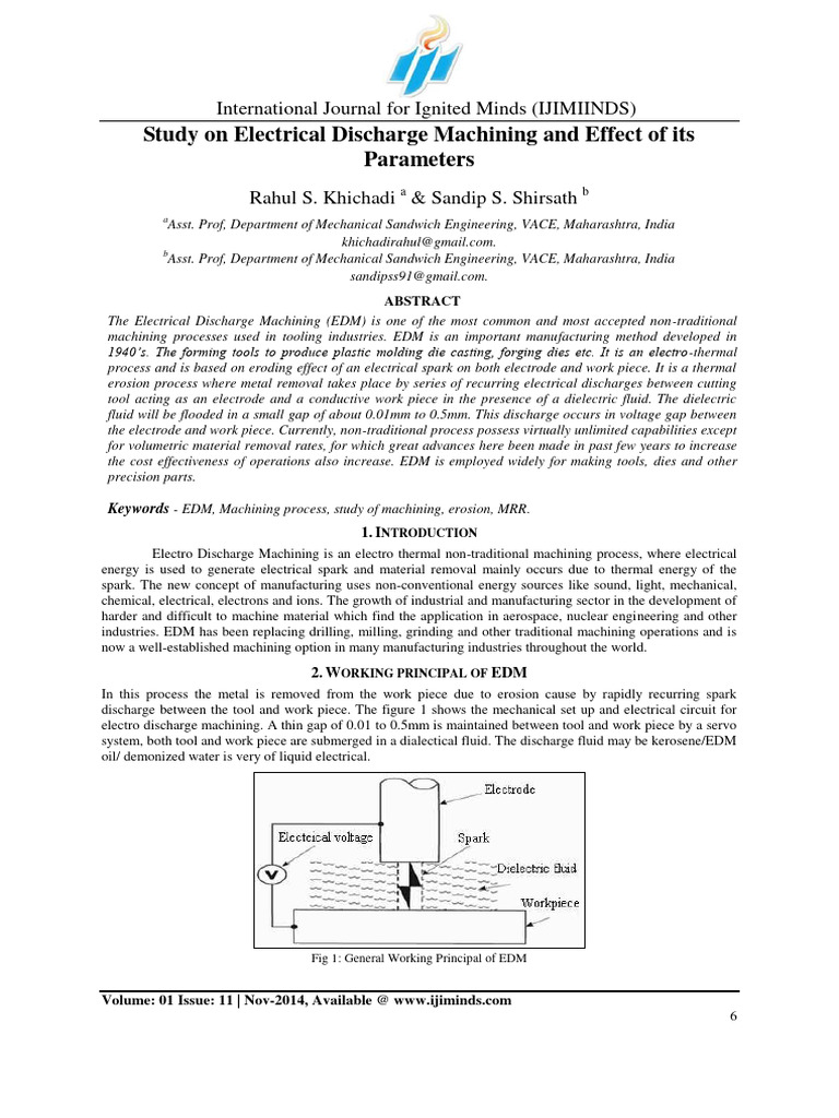 Study On Electrical Discharge Machining | PDF | Machining | Physical Sciences